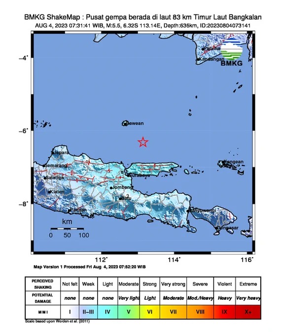 Gempa Bumi Dengan Magnitudo 5,5 Guncang Bangkalan Gempa Bumi Dengan Magnitudo 5,5 Guncang Bangkalan