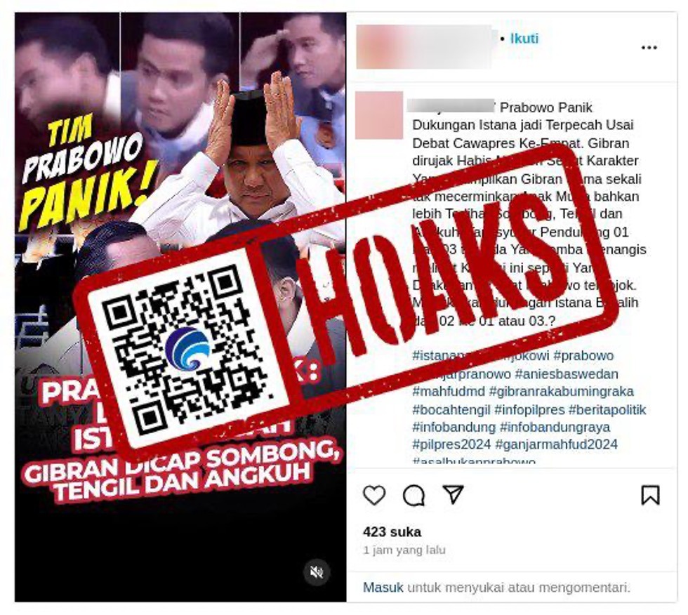 [Hoaks] Dukungan Istana Terhadap Paslon 02 Terpecah Usai Deb